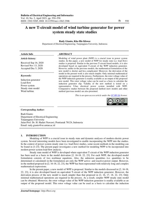 Pdf A New T Circuit Model Of Wind Turbine Generator For Power System