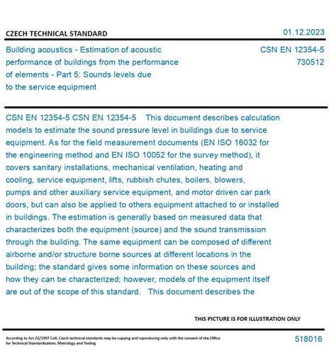 Csn En 12354 5 Building Acoustics Estimation Of Acoustic Performance Of Buildings From The