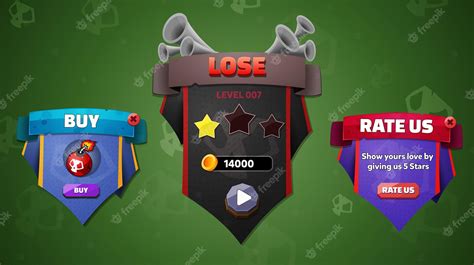 Premium Vector Set Of Game Assets Menu Buttons Back Ground Screen Popup Screens And Settings