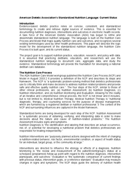 American Dietetic Association Pdf Dietitian Medical Diagnosis