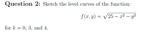 Solved Question Sketch The Level Curves Of The Function Chegg