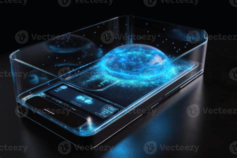 Smartphone with a holographic display created with technology. 23192633 ...