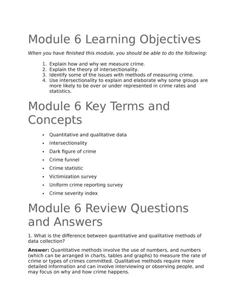 Module 6 Learning Objectives Module 6 Learning Objectives When You Have Finished This Module