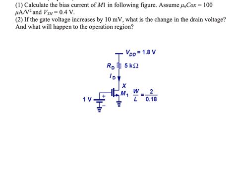 Solved (1) Calculate the bias current of M1 in following | Chegg.com