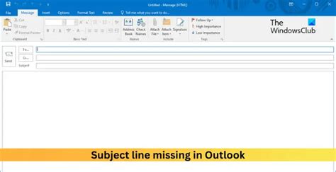 subject line missing in outlook how to add
