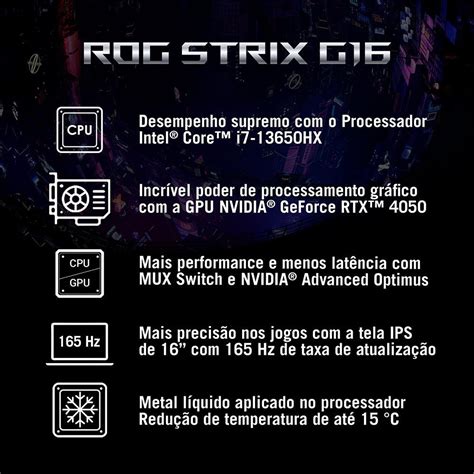 Notebook Gamer Asus Rog Strix G16 Kabum