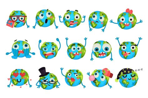 Premium Vector Humanized Globe Sphere Crying And Screaming Vector Set