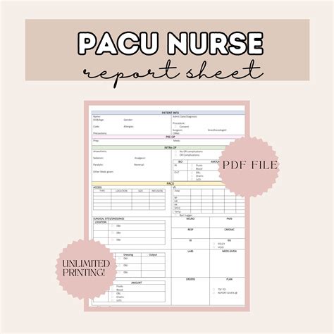 Pacu Nurse Report Sheet Pacu Handover Recovery Room Nurse Sheet