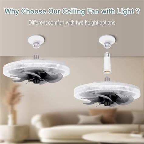 Celling Fans With Lights Socket Fan Light Dimmable Flush Mount Celling White Ebay