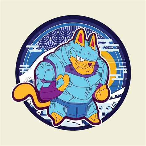 마스코트 로고 노트북 및 배경을 위한 귀여운 고양이 그림 프리미엄 벡터