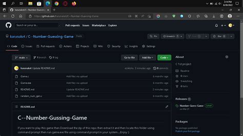 GitHub Karunaket Number Guessing Game Using C C St Project