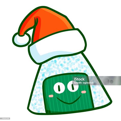 크리스마스를 위해 산타의 모자를 쓰고 웃고있는 오니기리 캐릭터 가공의 인물에 대한 스톡 벡터 아트 및 기타 이미지 가공의 인물 개념 개성 개념 Istock