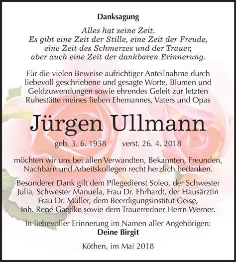 Traueranzeigen Von Jürgen Ullmann Abschied Nehmende