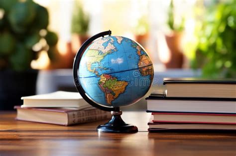 Globe And Books A Symbol Of Global Knowledge And Education Stock