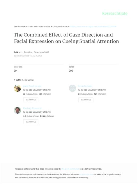 Pdf The Combined Effect Of Gaze Direction And Facial Expression On