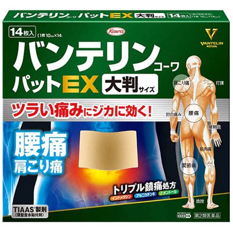 Vantelin Kowa Pain Relief Patches Pad Ex Large 14pcs Todoku Japan