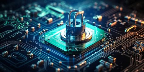 Advanced Cybersecurity Concept With A Padlock Symbol On A Circuit Board Illustrating Data