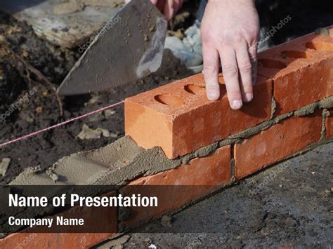 Laying Construction Worker Bricks Showing Powerpoint Template Laying Construction Worker
