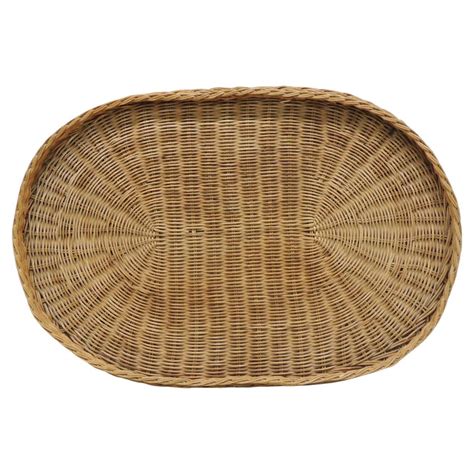 Vintage Oval Shape Bamboo And Rattan Serving Tray At 1stdibs