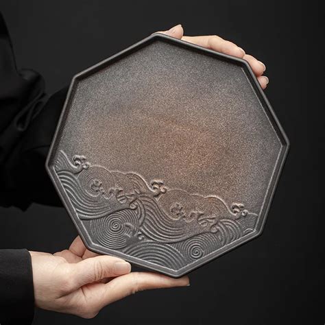 일본 도금 철 유약 대나무 차 트레이 세라믹 냄비 홀더 티 테이블 지원 작은 차 트레이 과일 트레이 차 케이크 트레이찻쟁반 Aliexpress