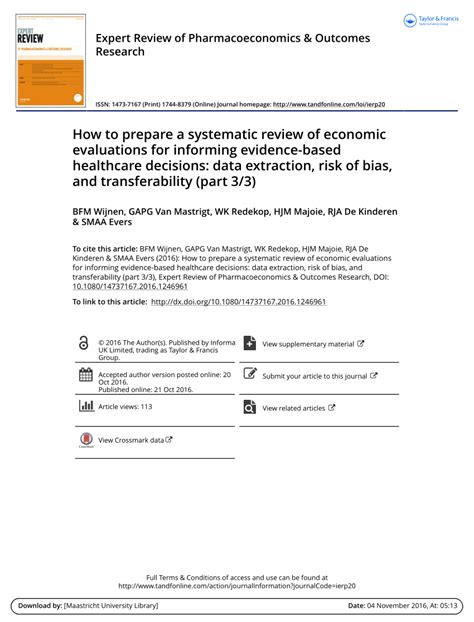 Pdf How To Prepare A Systematic Review Of Economic Evaluations For Informing Evidence Based