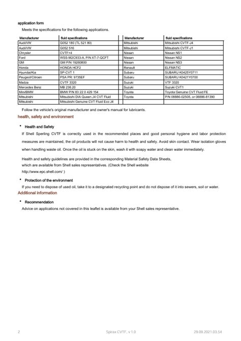 Shell Spirax Cvtf X свежее Лабораторные анализы трансмиссионных масел Свежие Форум Oil