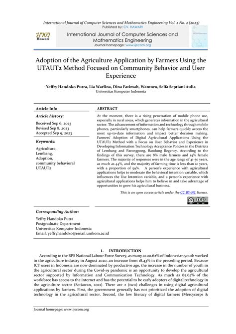 Pdf Adoption Of The Agriculture Application By Farmers Using The Utaut2 Method Focused On