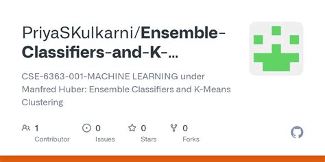 Github Priyaskulkarniensemble Classifiers And K Means Clustering Cse 6363 001 Machine