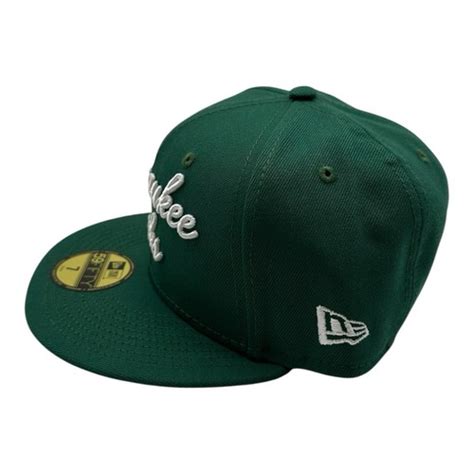 New Era 59fifty Milwaukee Bucks Hat Cap Size 7 Augusta Green Script Fitted Nba Ebay