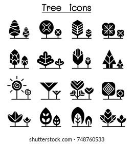 Tree Icon Set Thin Line Style Stock Vector Royalty Free Shutterstock