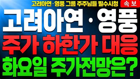 고려아연 고려아연주가전망 영풍 영풍정밀 주가전망 🔴주가급락 하한가 대응과 화요일 주가전망 Youtube
