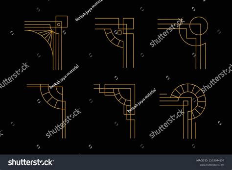 Art Deco Outline Stroke Golden Color Stock Vector Royalty Free