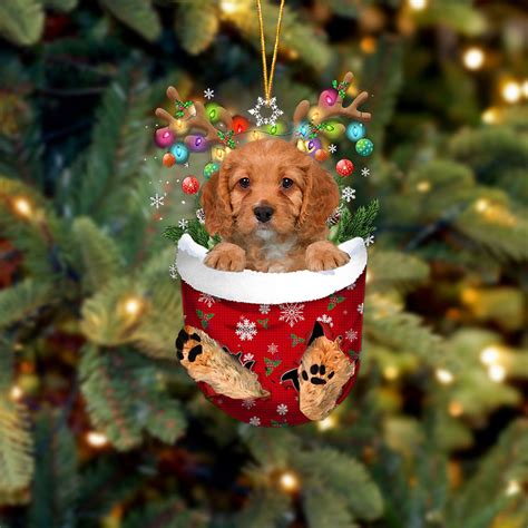 Cavapoo 2 In Snow Pocket Christmas Ornament Okbands