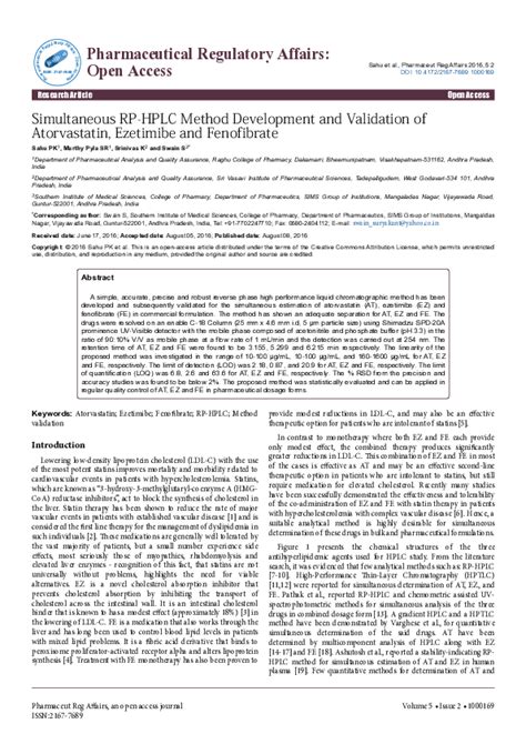 pdf simultaneous rp hplc method development and validation of