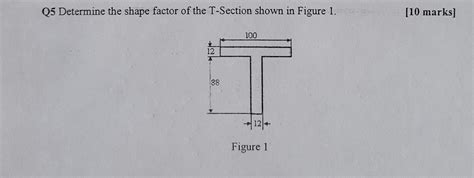 Solved Q5 Determine The Shape Factor Of The T Section Shown Chegg Com