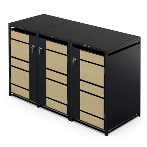 Blumfeldt Binsafe Bin Box 3 Bins Weatherproof Lockable