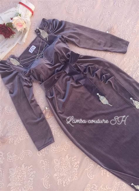 خياطة فساتين قطيفة Fashion Womens Evening Dresses Algerian Clothing