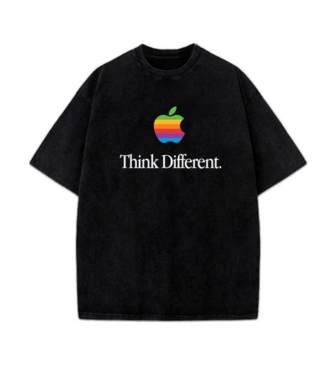 Apple Vintage Logo Think Different Slogan Funny Graphic Design T Shirt