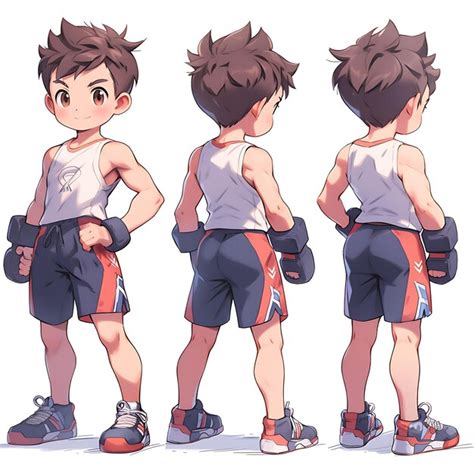 Premium Photo Character Of Male Fitness Trainer Chibi Kawaii Gym Owner Athletic Fashion