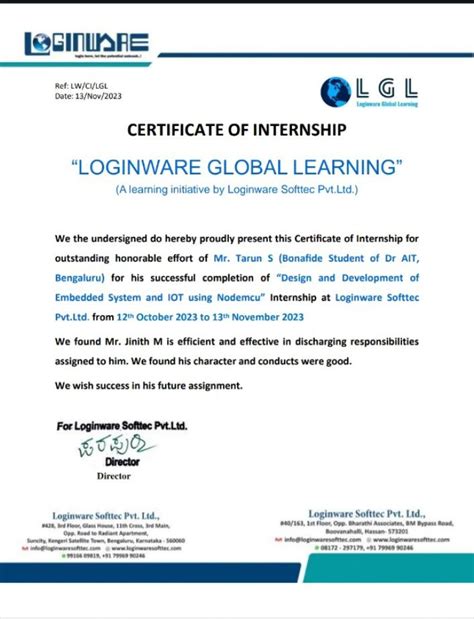 Embeddedsystems Iot Internship Learningjourney Professionalgrowth… Tarun S