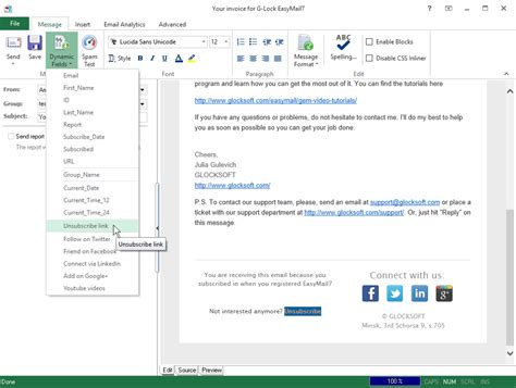 How To Add The Unsubscribe Link And Process Unsubscribes Automatically G Lock Software