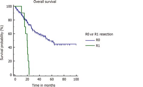 Survival Curves Of Patients With R0 Resection Compared To R1 Resection
