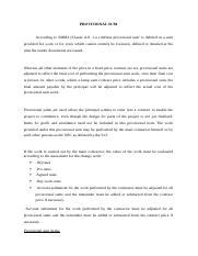 PROVISIONAL SUM Docx PROVISIONAL SUM According To SMM2 Clause A 8 1 A Defines Provisional