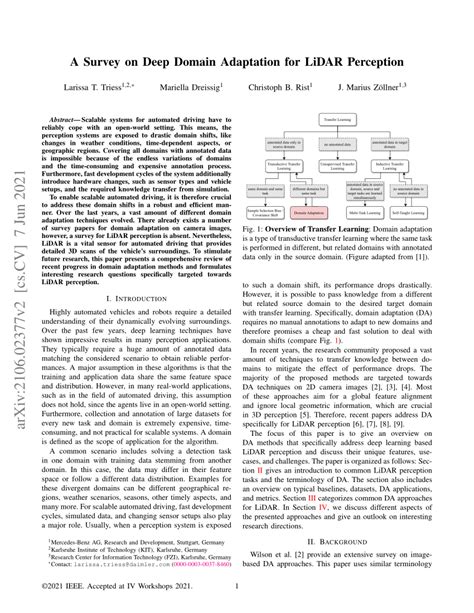 Pdf A Survey On Deep Domain Adaptation For Lidar Perception