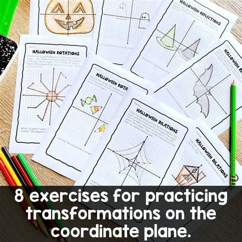 Halloween Transformations Practice Translate Reflect Rotate Dilate Figures