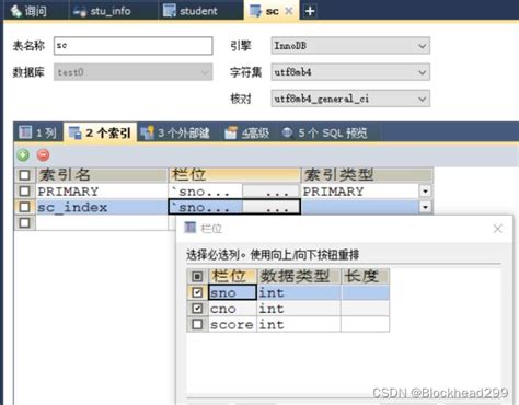 操作练习。分别建立两个数据库表并设置学生表的主索引为学号 Csdn博客