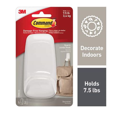 Command Jumbo Quartz Hook 17088q Es The Home Depot