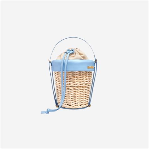 자크뮈스 르 파니에 소 위커 버킷 바스켓 라이트 블루 그레이 Jacquemus Kream