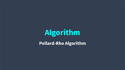 Algo 폴라드 로pollard Rho 인수분해 알고리즘