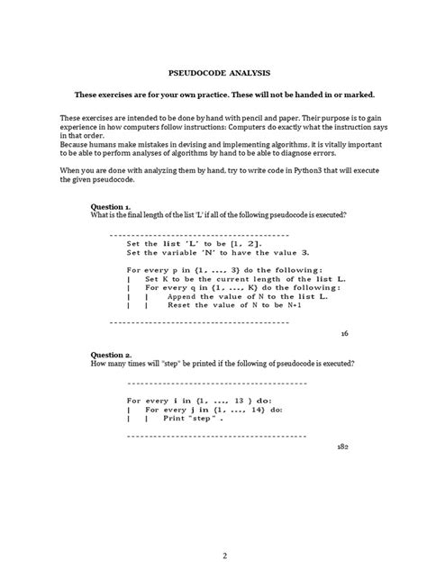 Analyzing Pseudocode Wtw 152 Pdf Algorithms Mathematical Logic